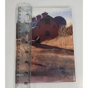 Rorex Studio | Art | Vintage Art Tile Red Barn Cornfield Signed Rorex ...